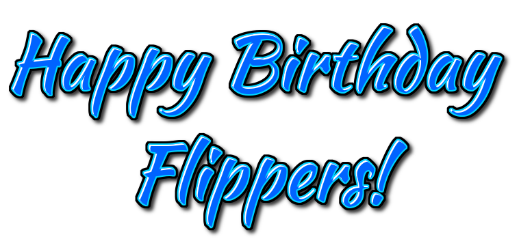 Happy Birthday Flippers! logo. Free logo maker.